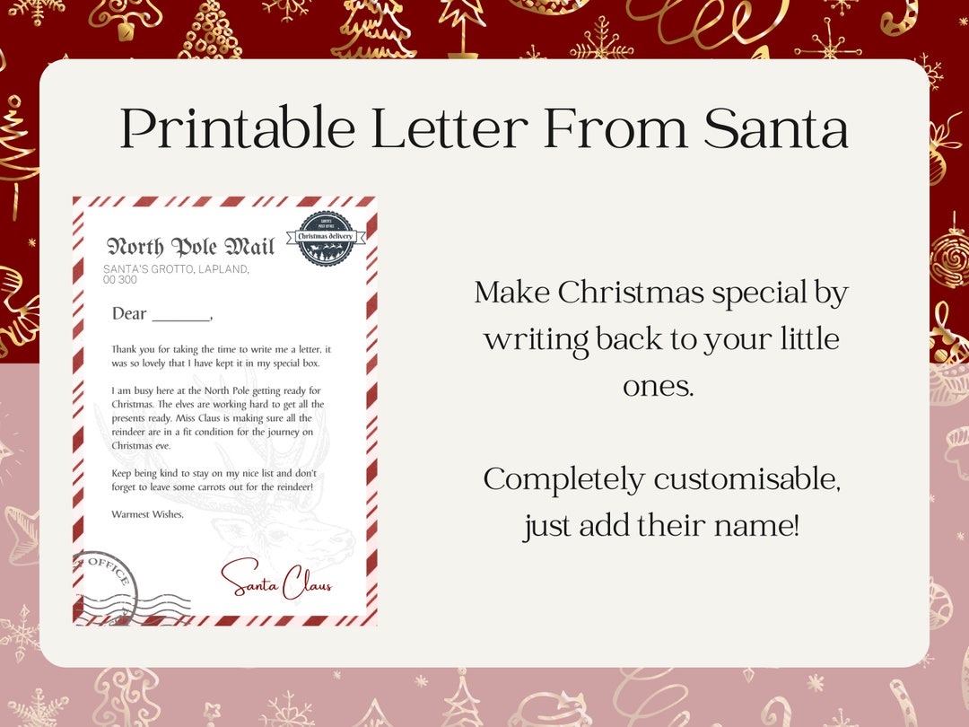 Printable Letter From Santa Santa Letter Printable A4 Letter - Etsy