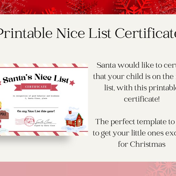 Santa Nice List Certificate - Etsy