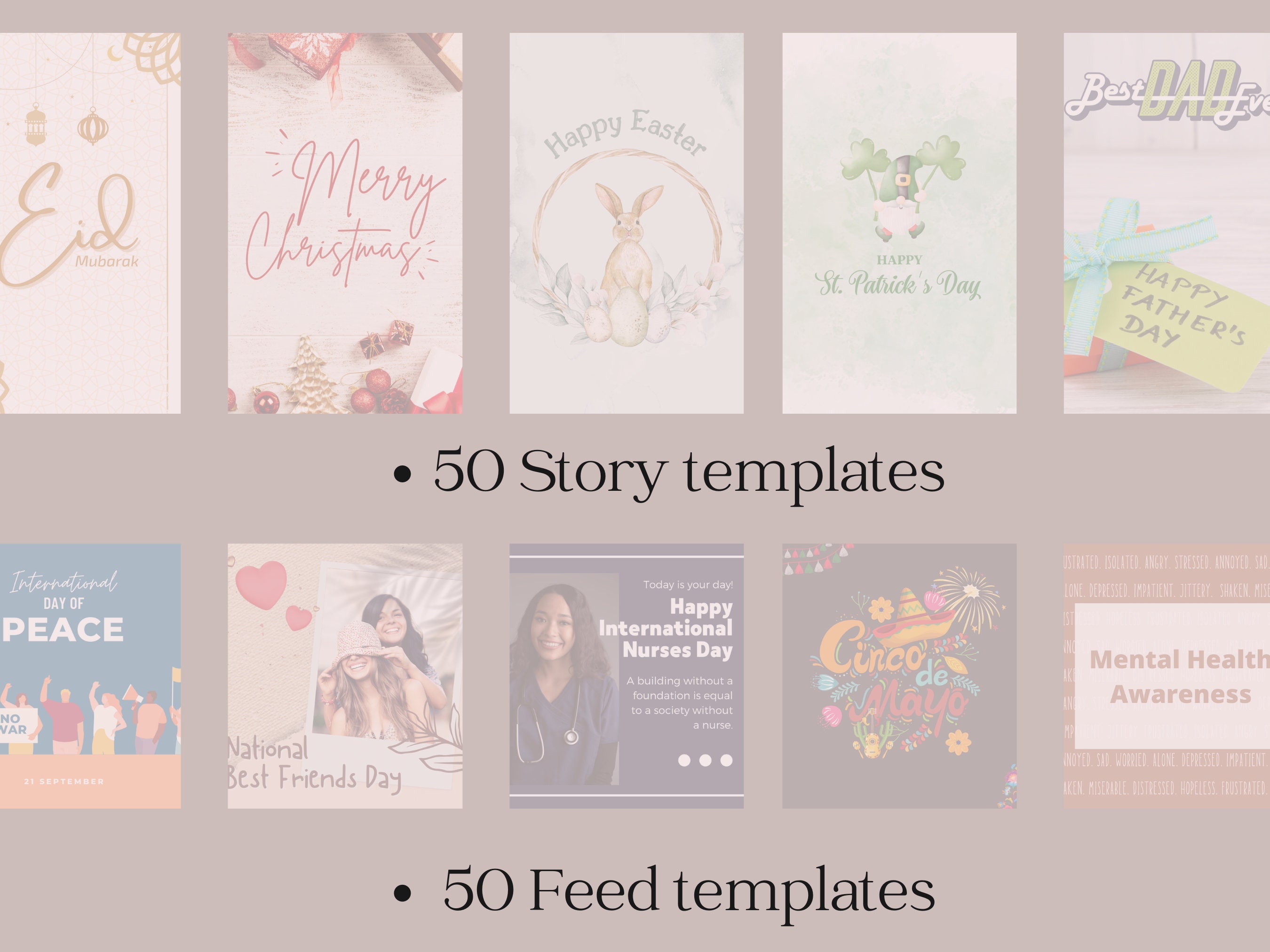 Instagram Social Media Holiday Templates | Canva Templates | Boho Canva ...