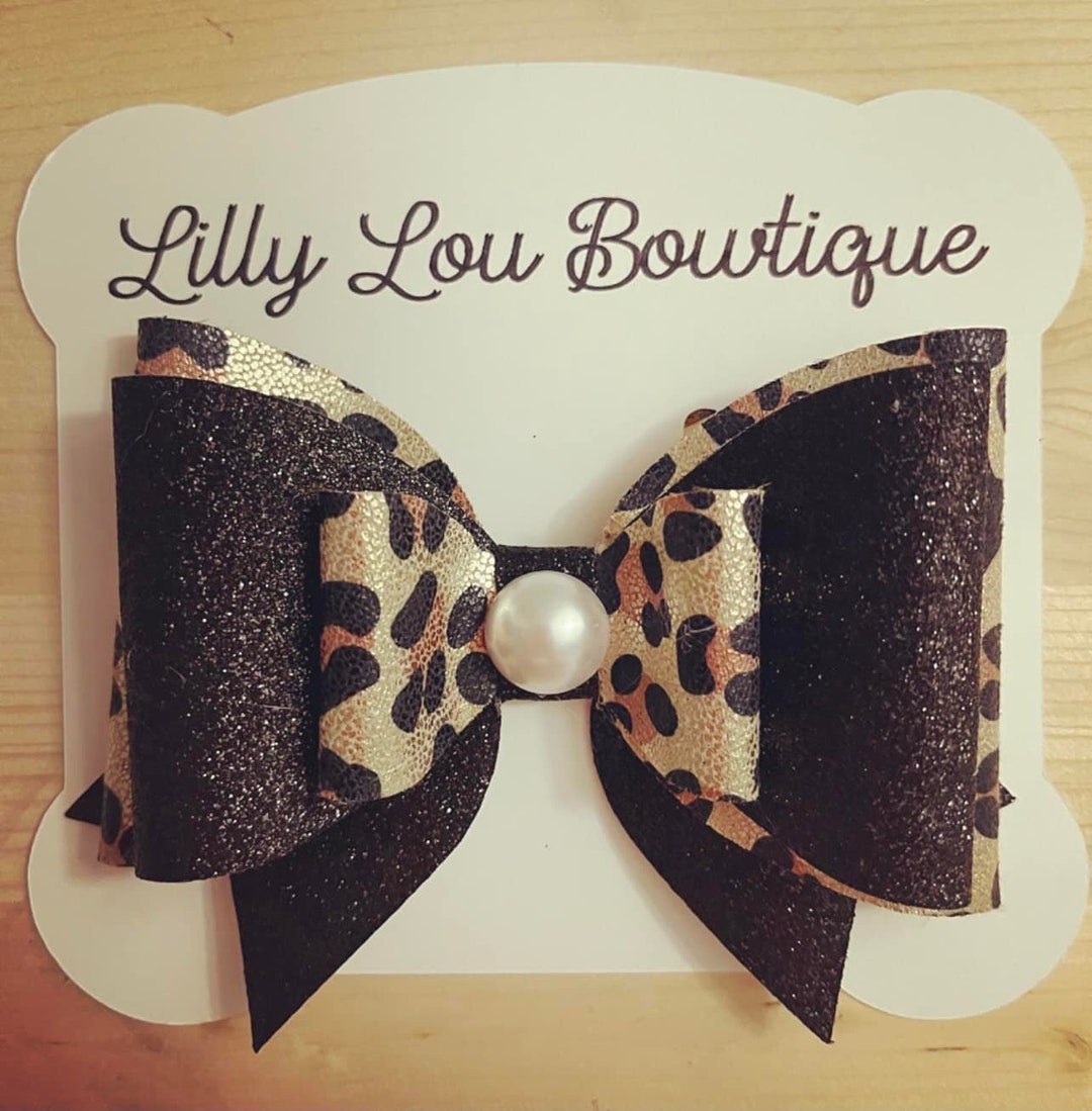 Faux Leather and Suede Leopard Bow - Etsy