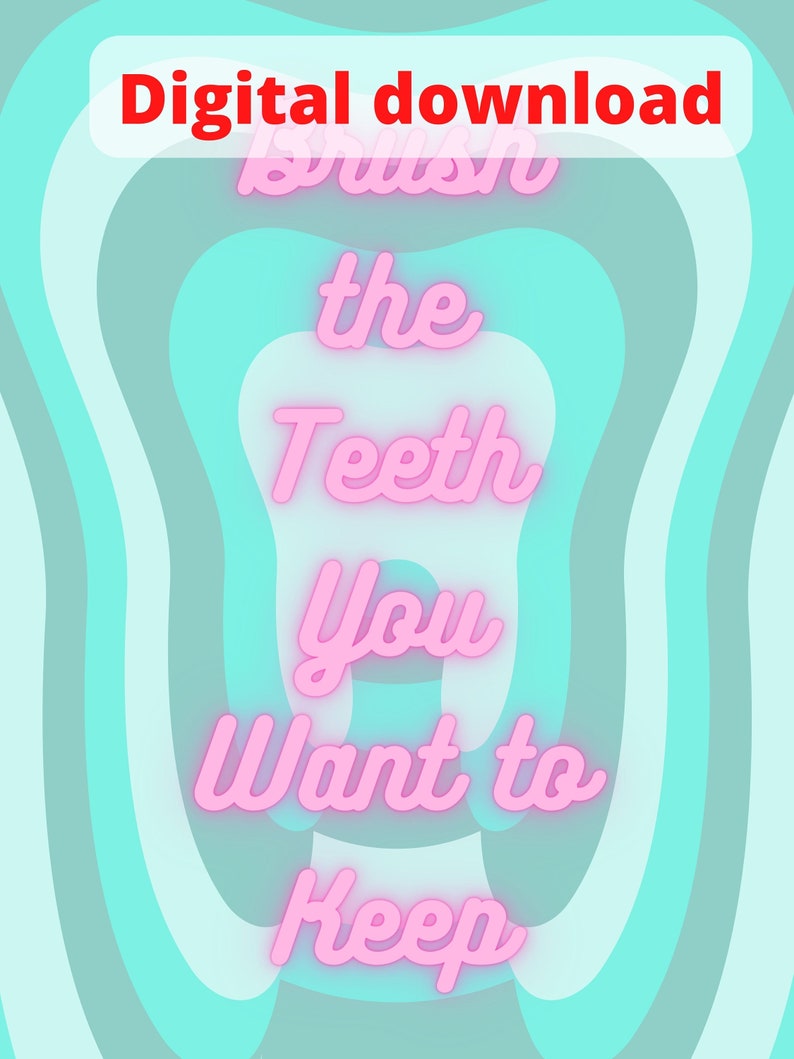 Retro Tooth Art for Dental Office PDF Instant Digital Download “ Brush ...