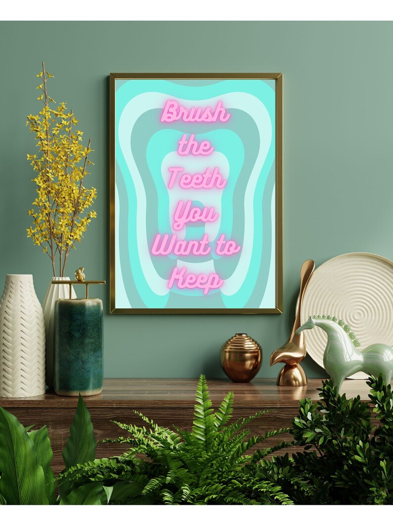 Retro Tooth Art for Dental Office PDF Instant Digital Download “ Brush ...