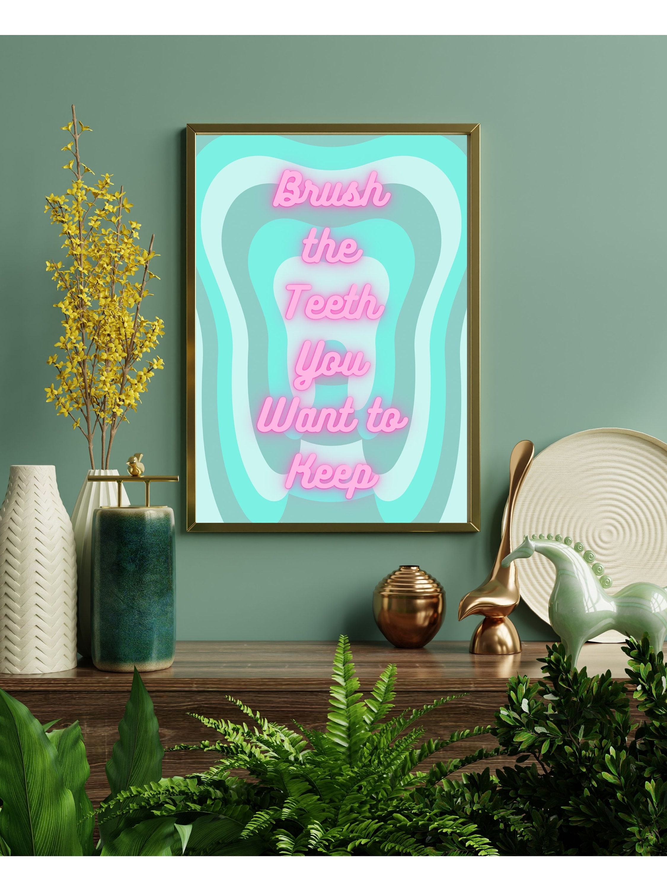 Retro Tooth Art for Dental Office PDF Instant Digital Download “ Brush ...