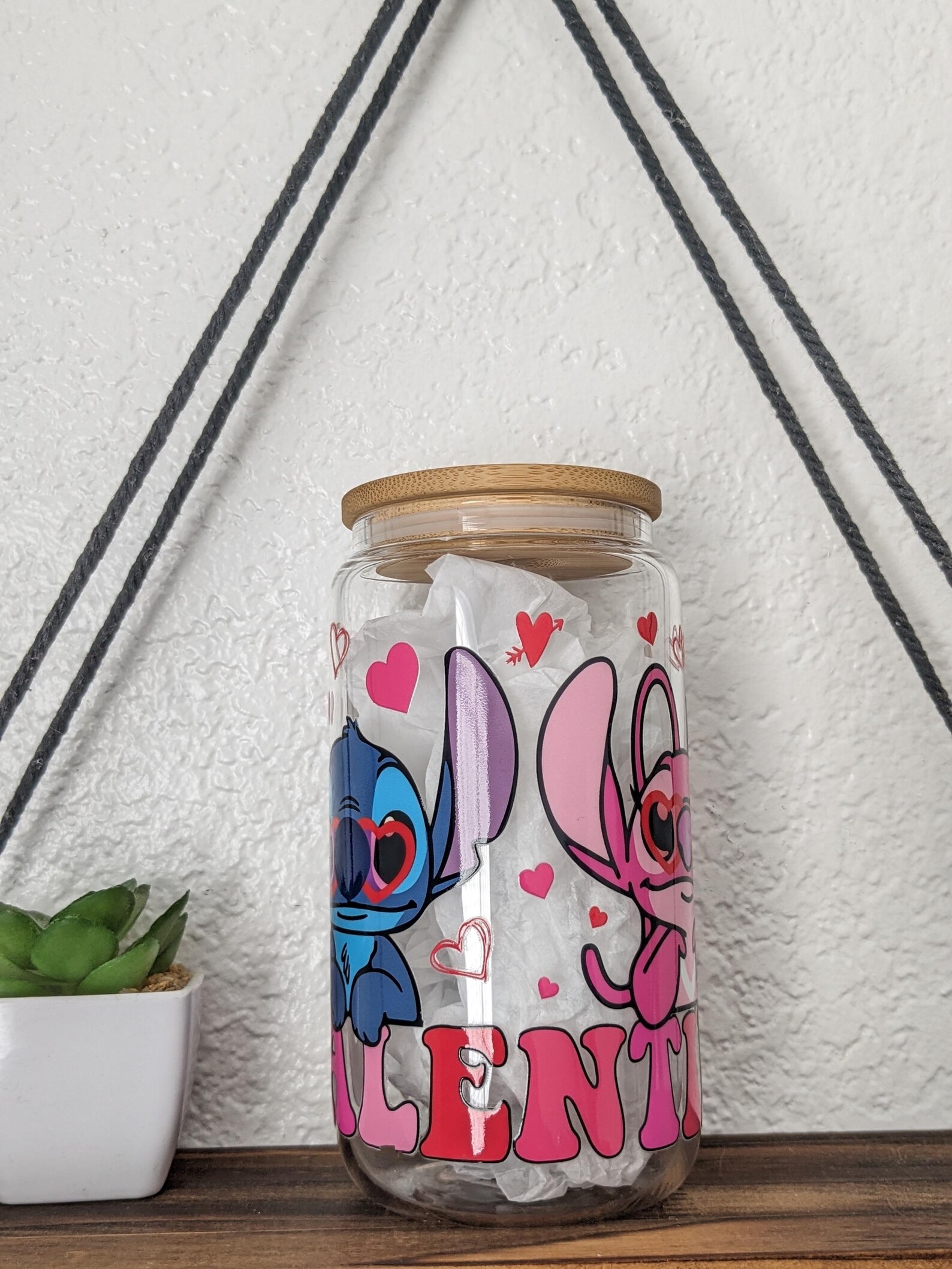 Valentine's Day Glass Cup / Stitch Coffee Cup / Angel Cup - Etsy