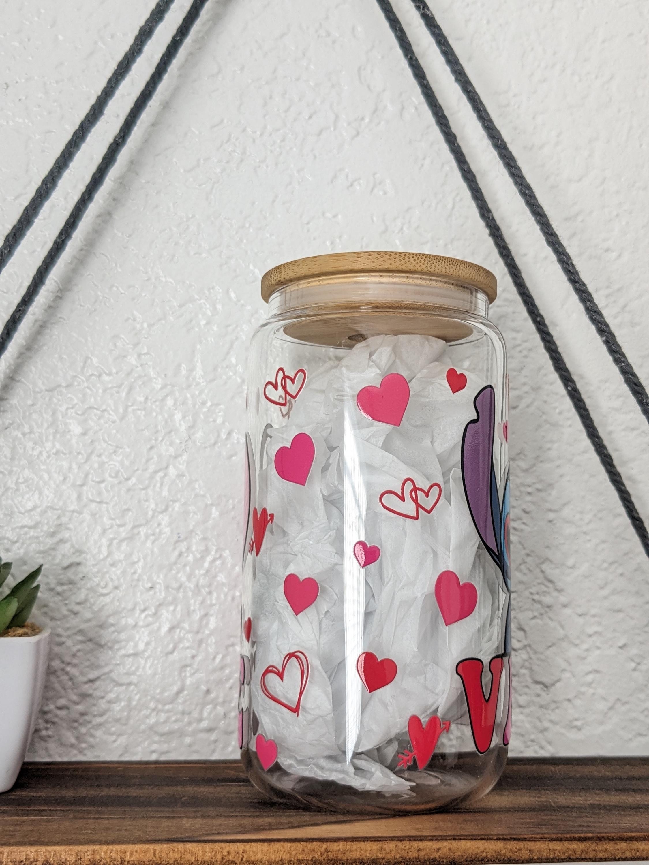 Valentine's Day Glass Cup / Stitch Coffee Cup / Angel Cup - Etsy
