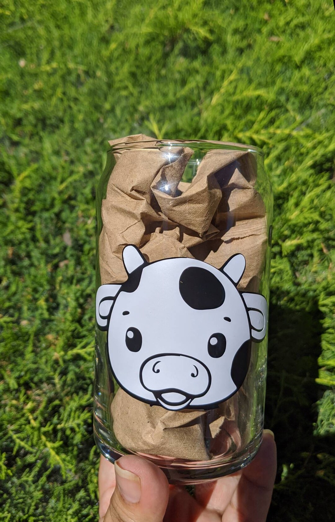 Cow Glass Cup / Cow Print Glass Cup - Etsy