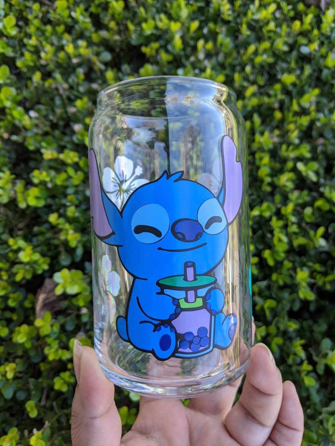 Stitch Glass Cup / Stitch Boba Coffee Cup / Lilo and Stitch - Etsy