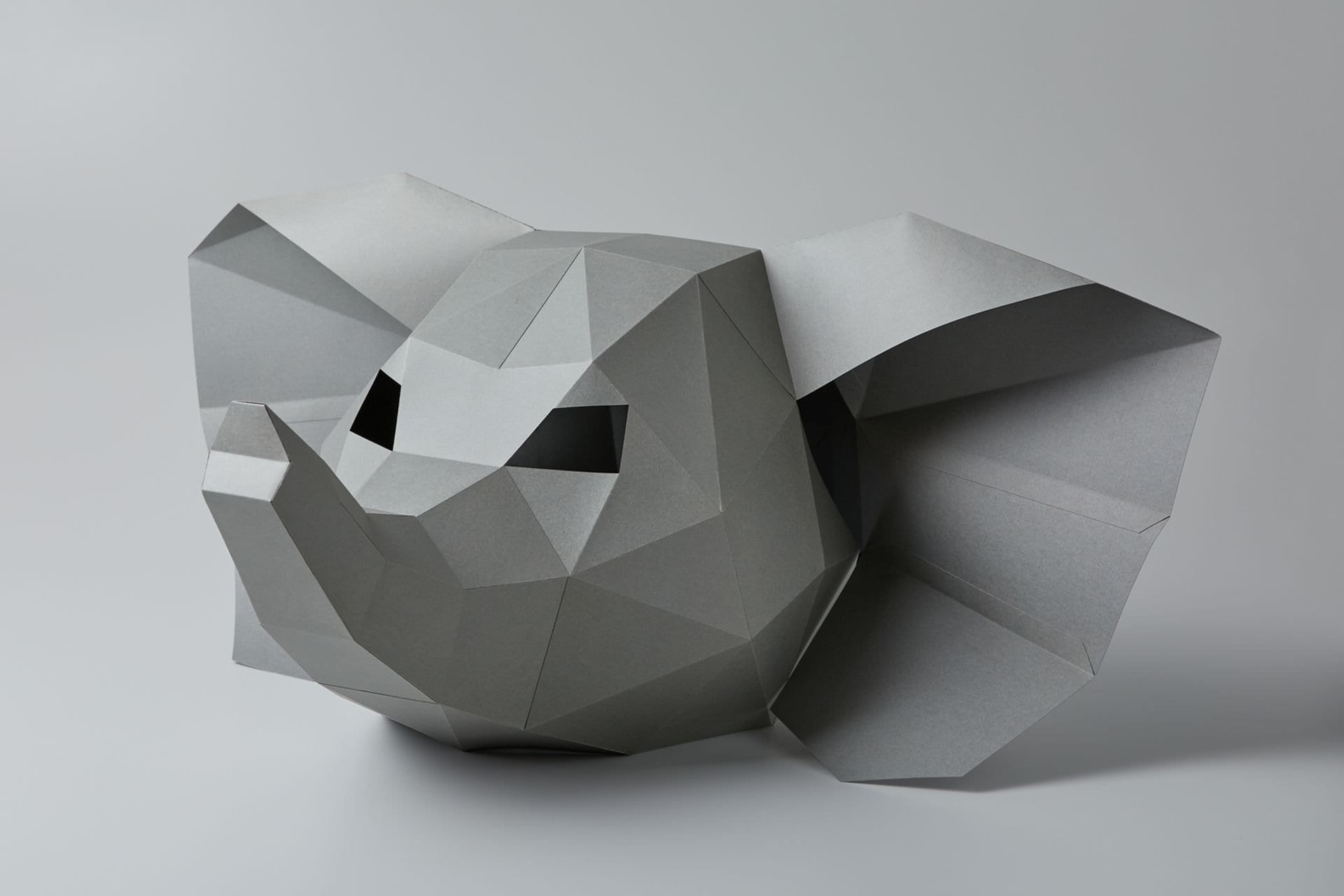 3D Elephant Head Paper Mask - Etsy