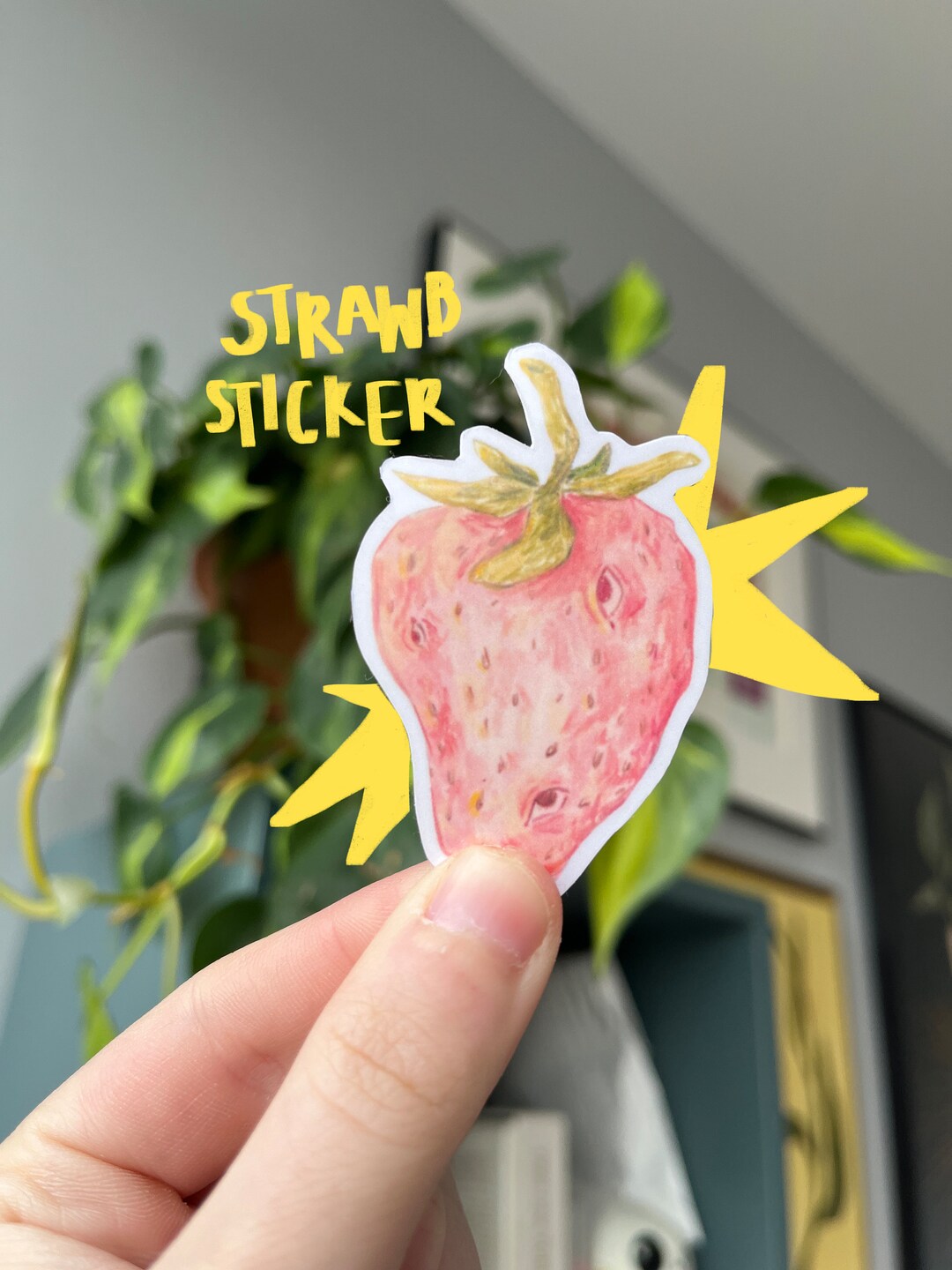 Creepy Strawberry Whimsical Vinyl Sticker - Etsy