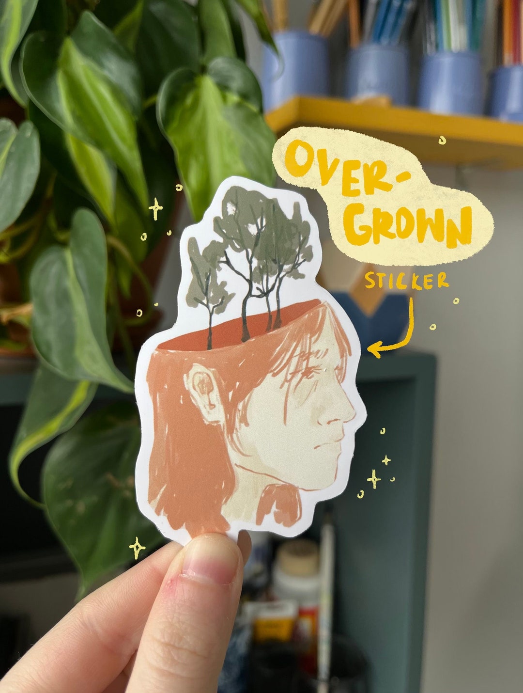 Overgrown Sticker - Glossy Vinyl Tree Head Art Sticker - Etsy