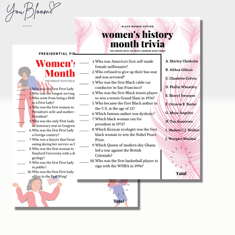 Women's History Month Trivia Bundle Herstory Girl Power | Etsy