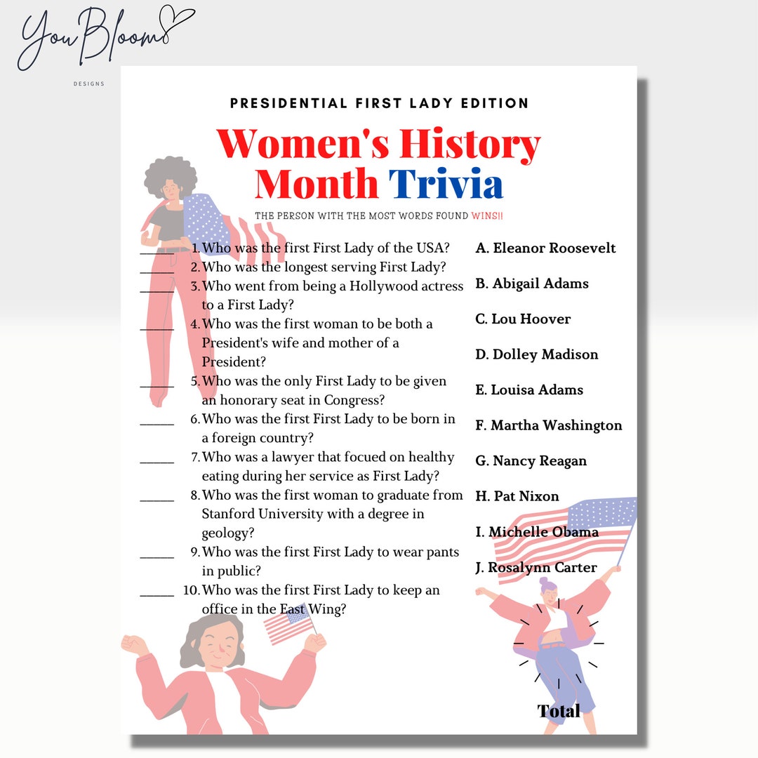 Women's History Month Trivia, Presidential First Lady, Herstory, Girl ...