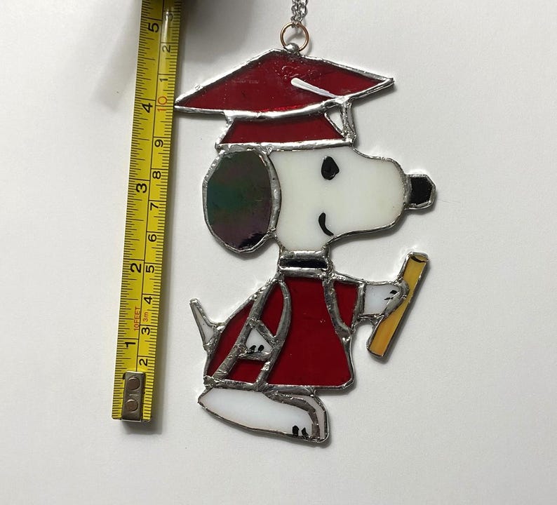 Snoopy Graduate Stained Glass Suncatcher - Etsy