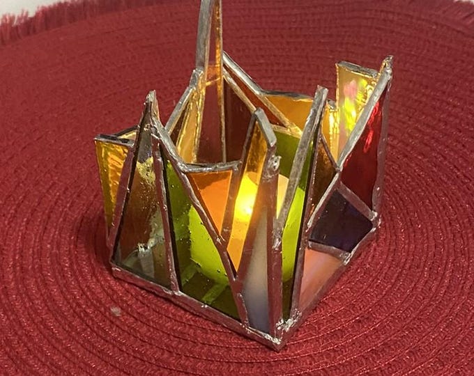 Abstract Stained Glass Tea Light - Etsy