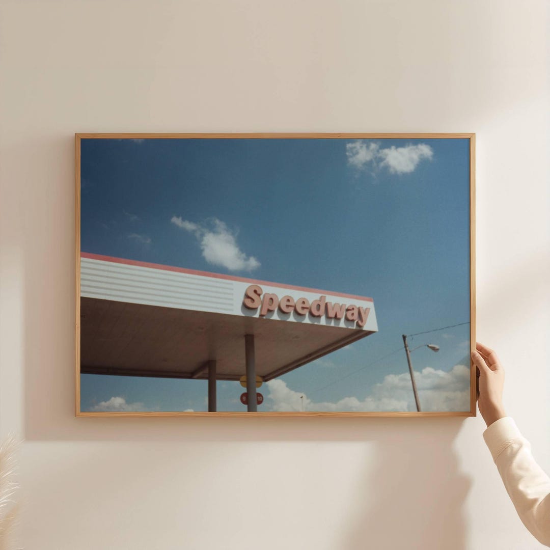 Retro Speedway Gas Station Print: Vintage Americana Wall Art (digital ...