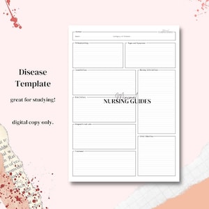Disease Template - Nursing School - Clinical Study - Digital - Etsy
