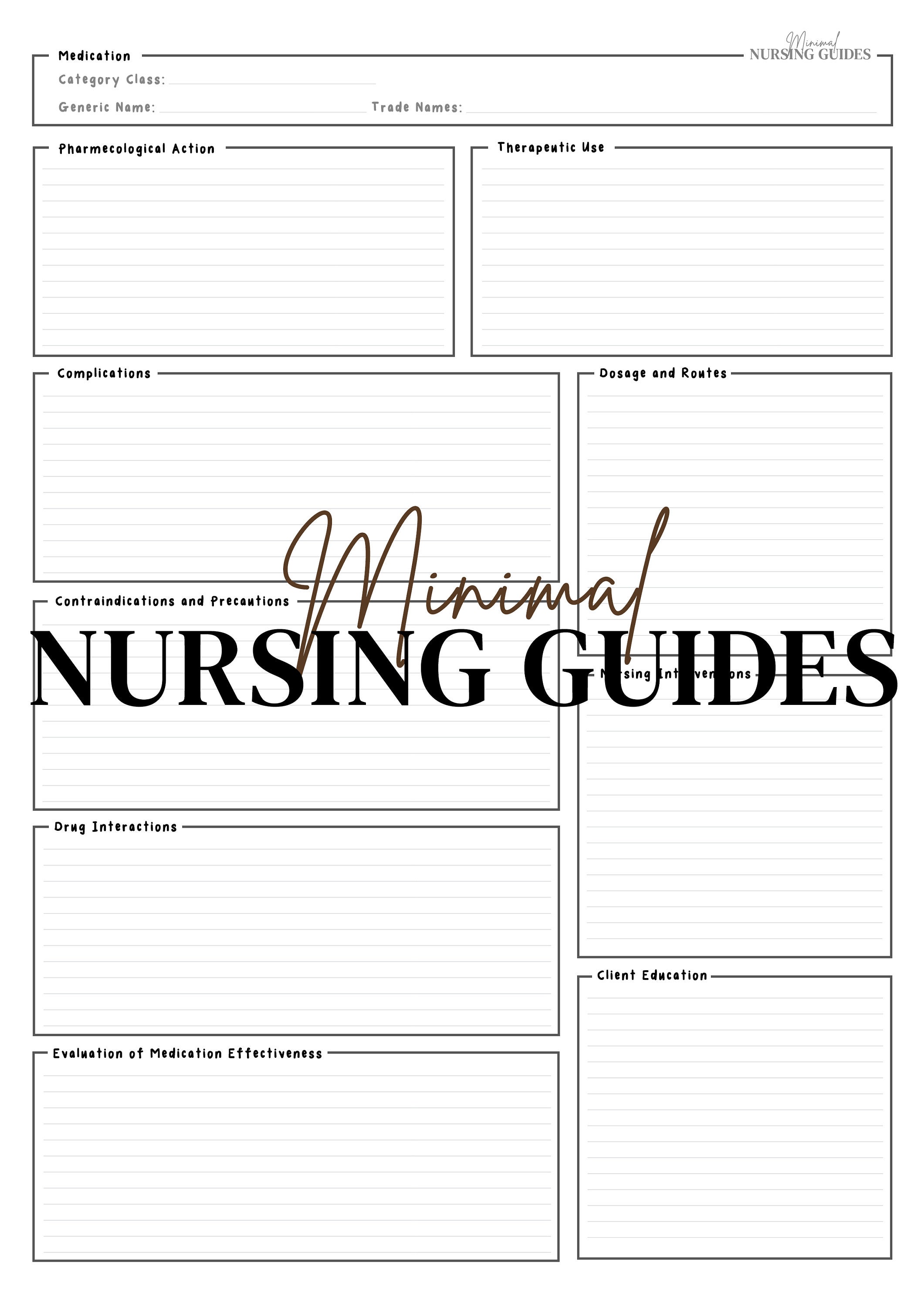 Medication Template - Nursing School - Clinical Study - Digital - Etsy