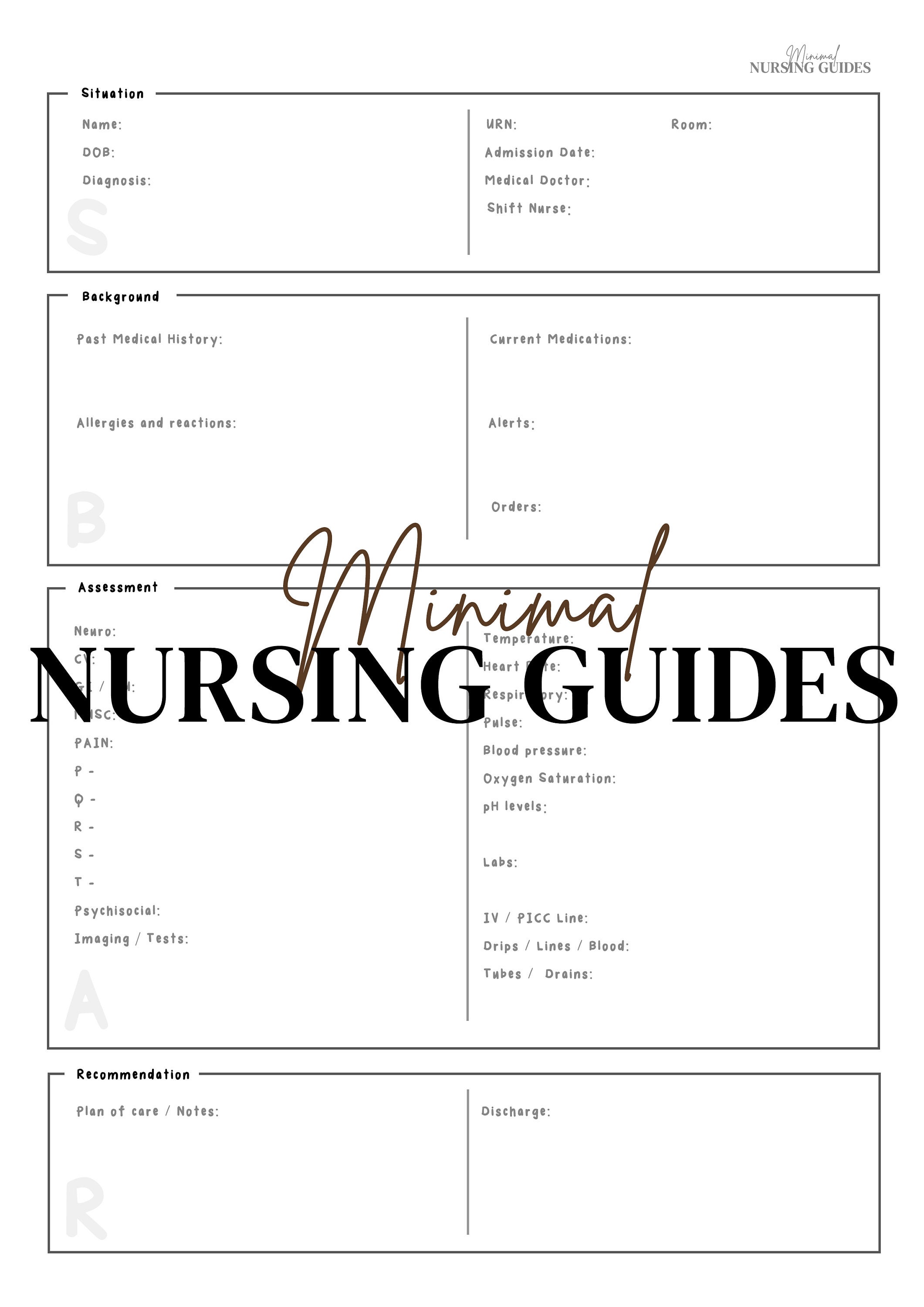 SBAR Template - Nursing School - Study Notes - Clinical Handover ...