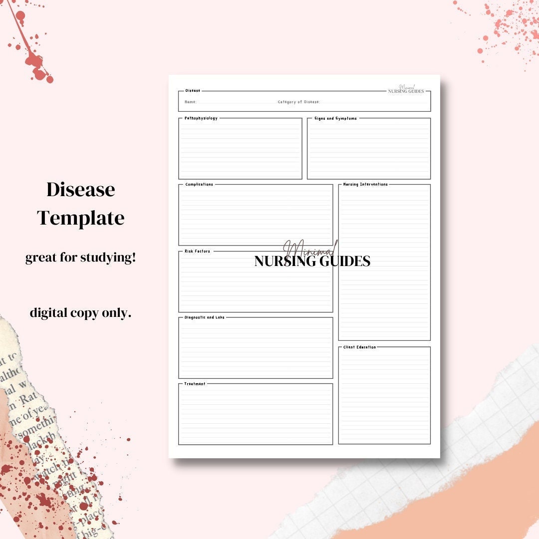 Disease Template - Nursing School - Clinical Study - Digital - Etsy