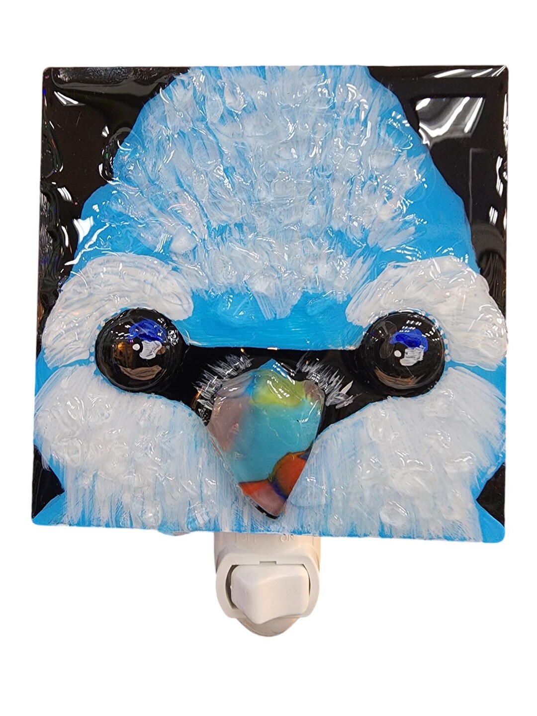 Hand Painted Blue Bird Night Light, Glass Bird Night Light, Unique ...