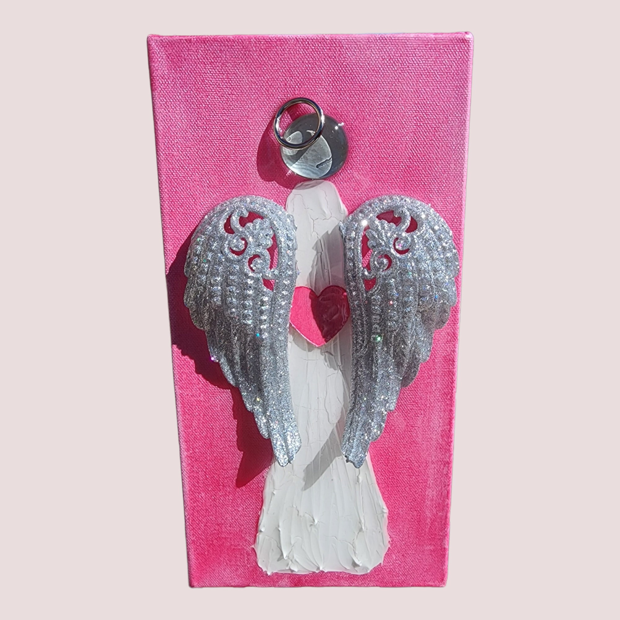 Pink and Silver Plaster Angel Painting Unique Angel Art - Etsy