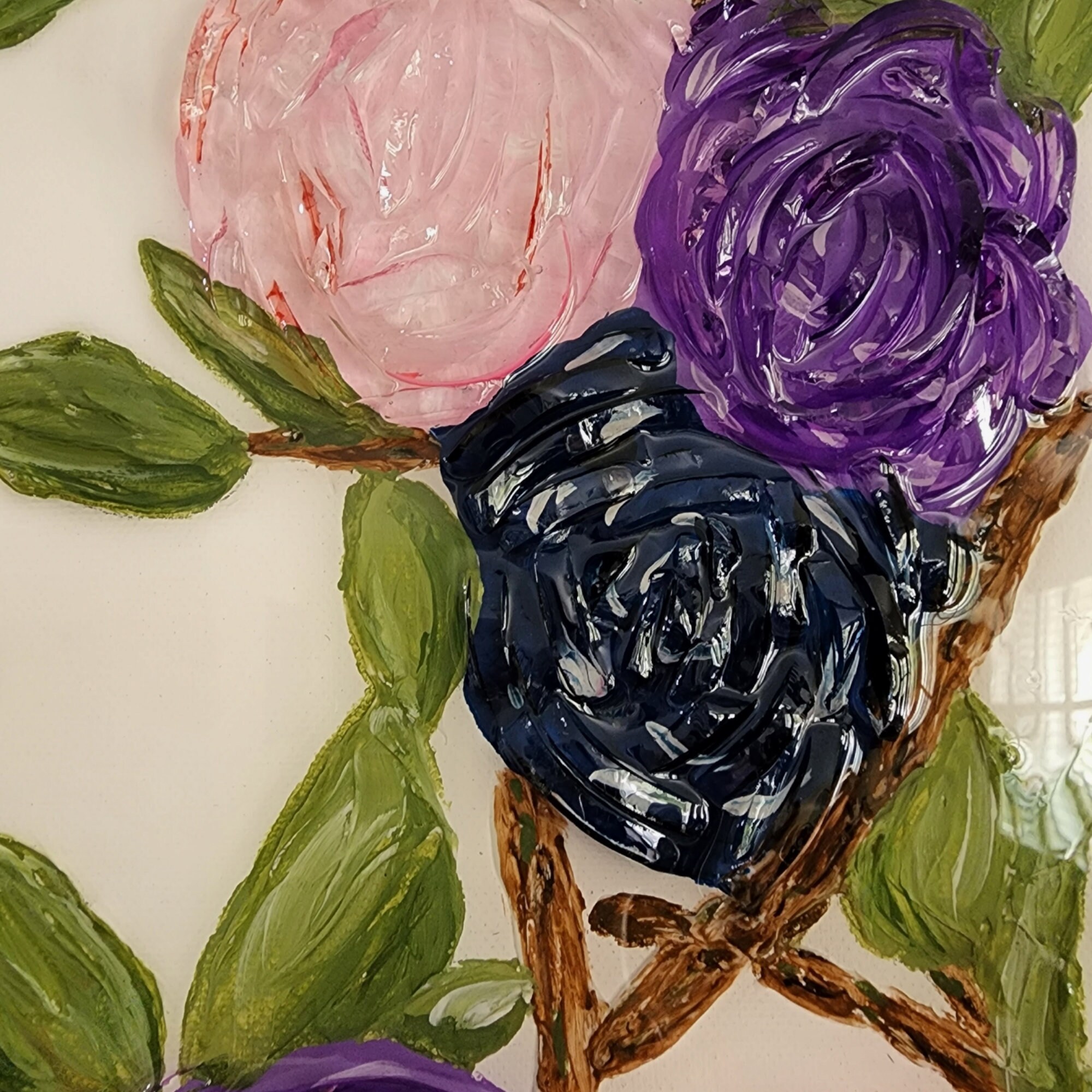 Whimsical Rose Bouquet in Yellow Ceramic Vase Painting, Gallery Wrapped ...