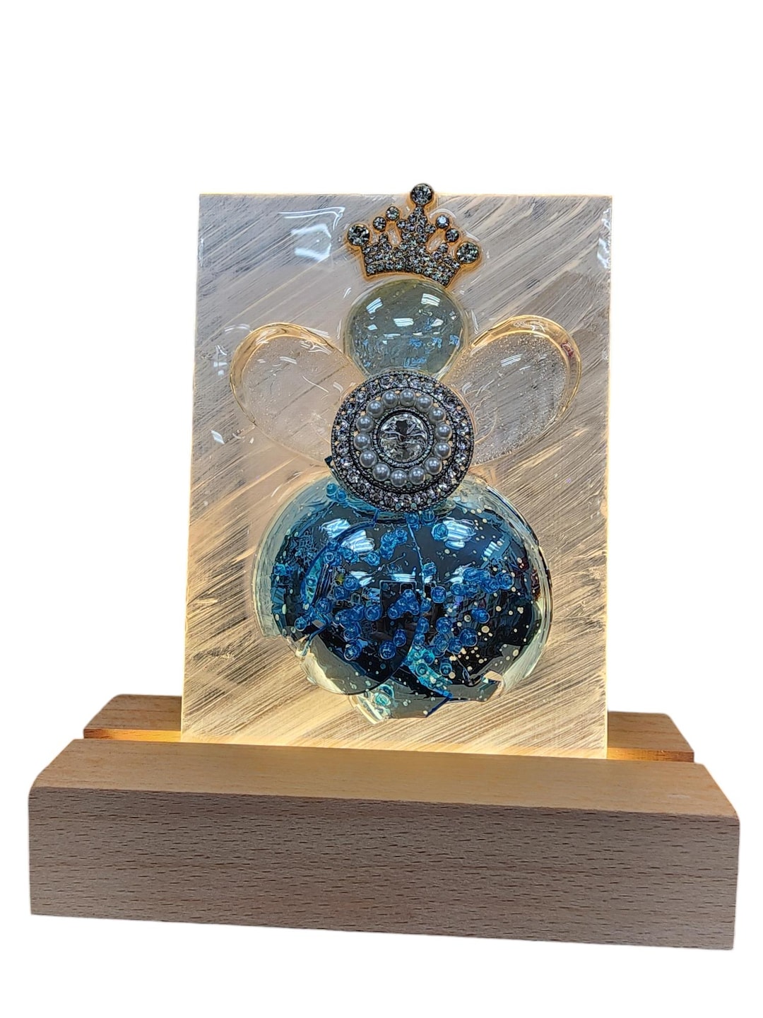 Handmade Turquoise Glass Angel Light: Jeweled Display Stand Decor - Etsy