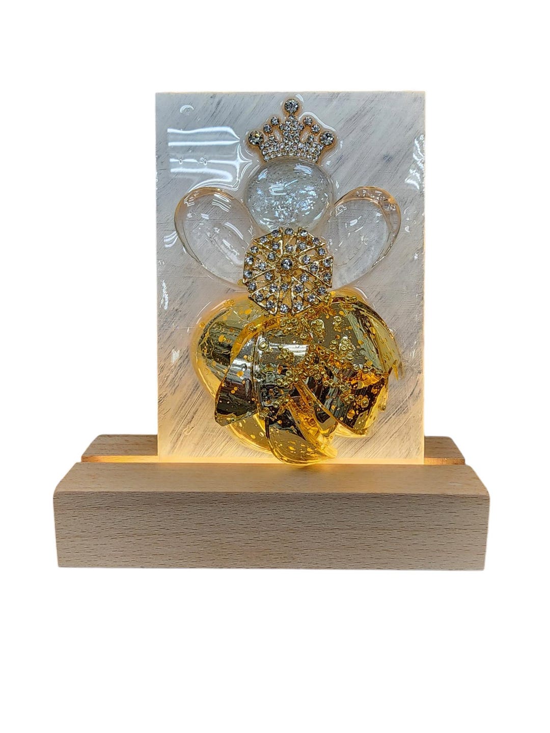 Handmade Gold Glass Lighted Angel, Angel Light, Angel Night Light ...
