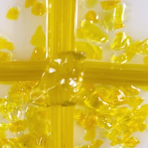 Yellow Cut Glass Cross With Yellow Crushed Glass Accents, Religious ...