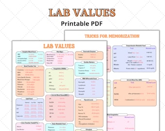 Lab Values Cheat Sheet - Etsy