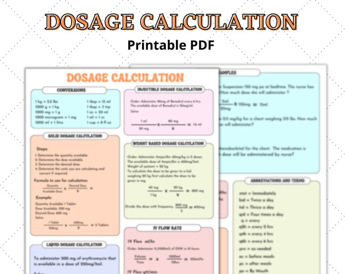 Dosage Calculation, Drug Dose Calculation, Medication Nursing Guide ...