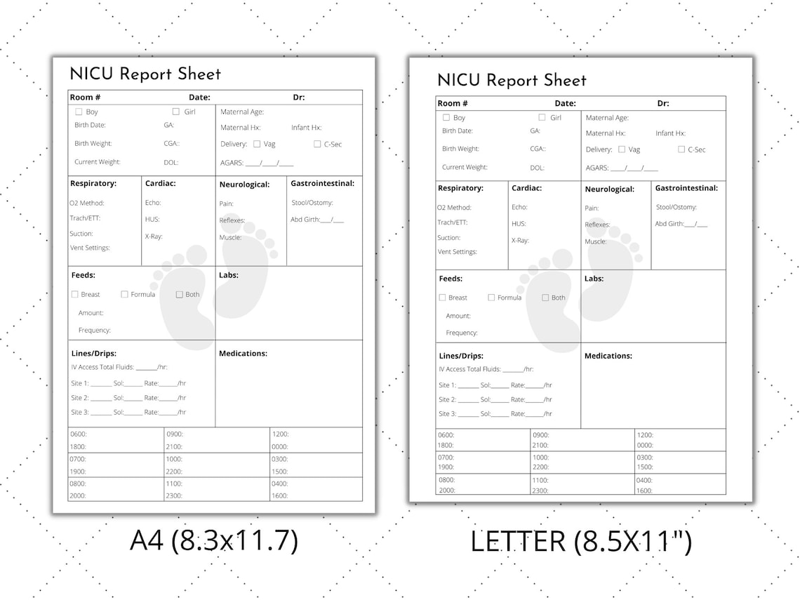 NICU Nurse Report Sheet Nurse Handoff Report Sheet Nurse - Etsy Hong Kong