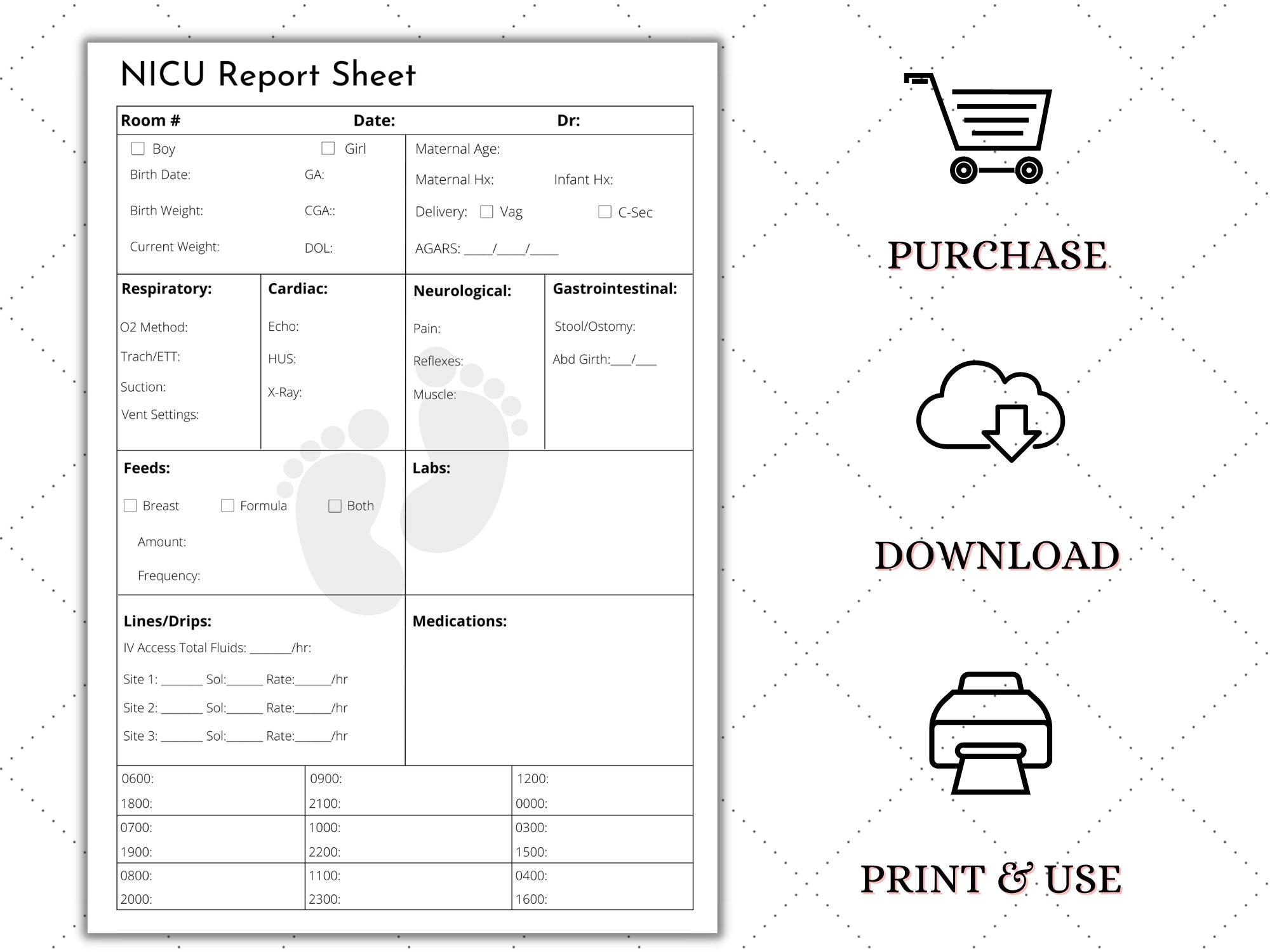 NICU Nurse Report Sheet Nurse Handoff Report Sheet Nurse - Etsy Hong Kong