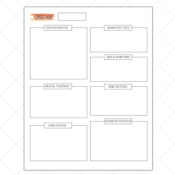 Disease Nursing Notes Template Med Surg Study Template | Etsy