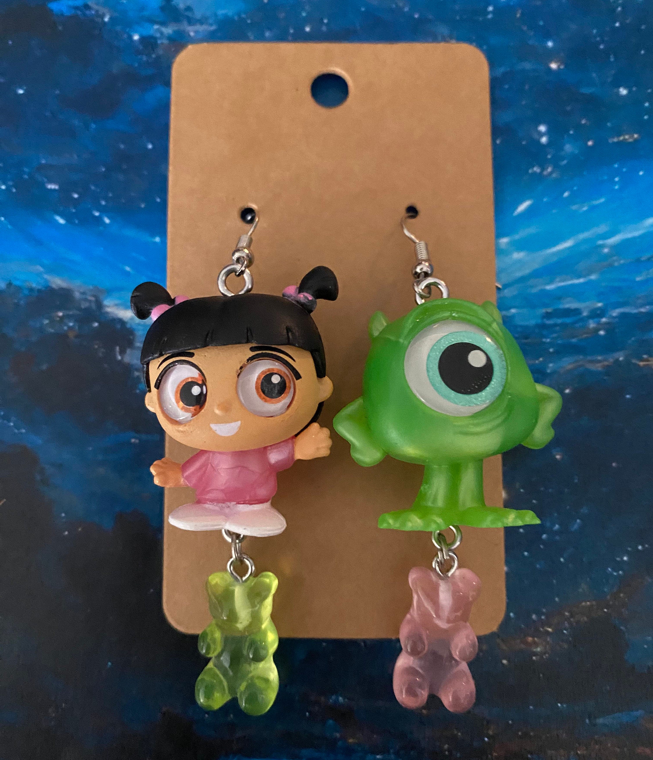 Disney Doorables Boo and Mike With Gummie Bear Charms Earrings - Etsy