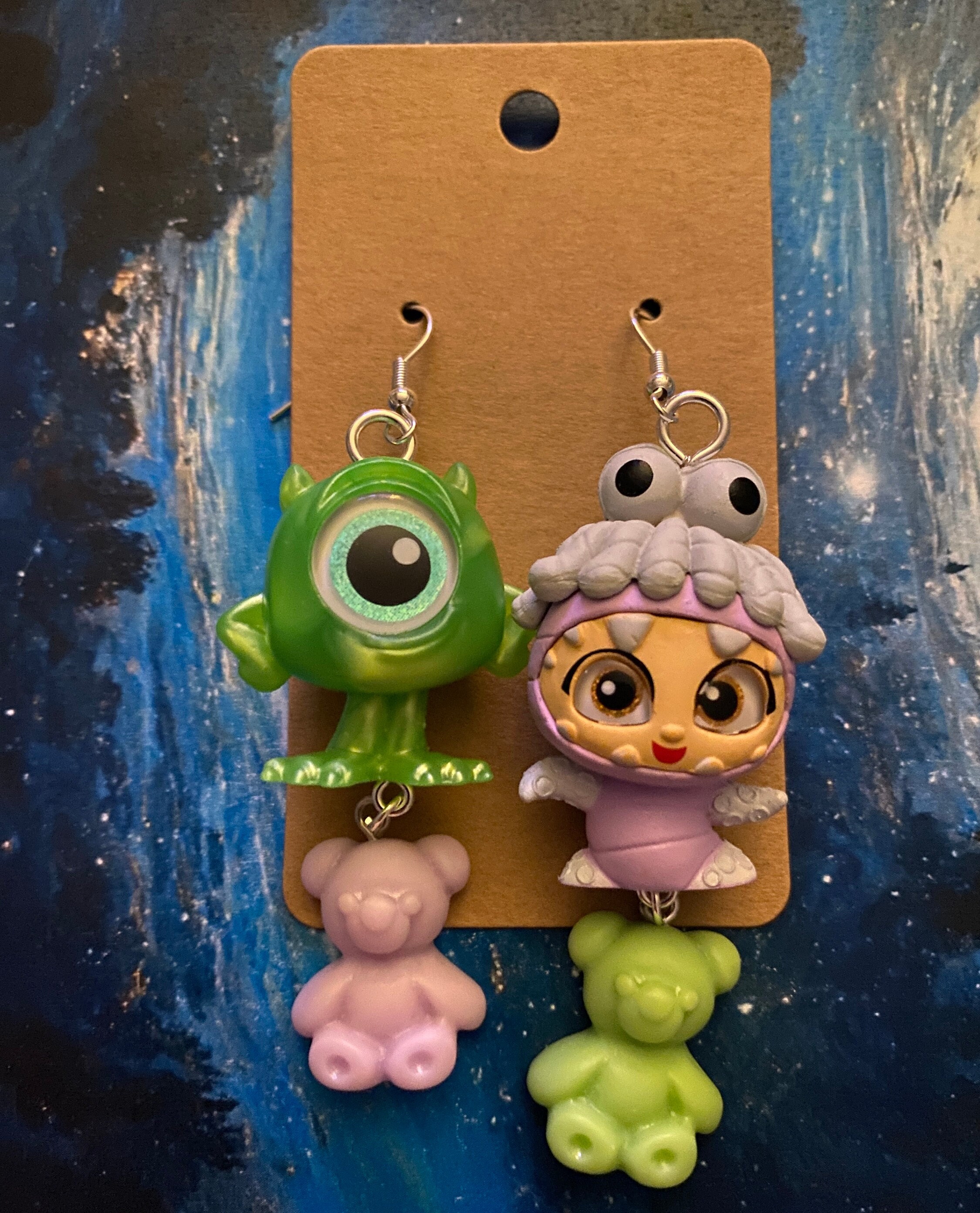 Disney Doorables Boo and Mike With Gummie Bear Charms Earrings - Etsy