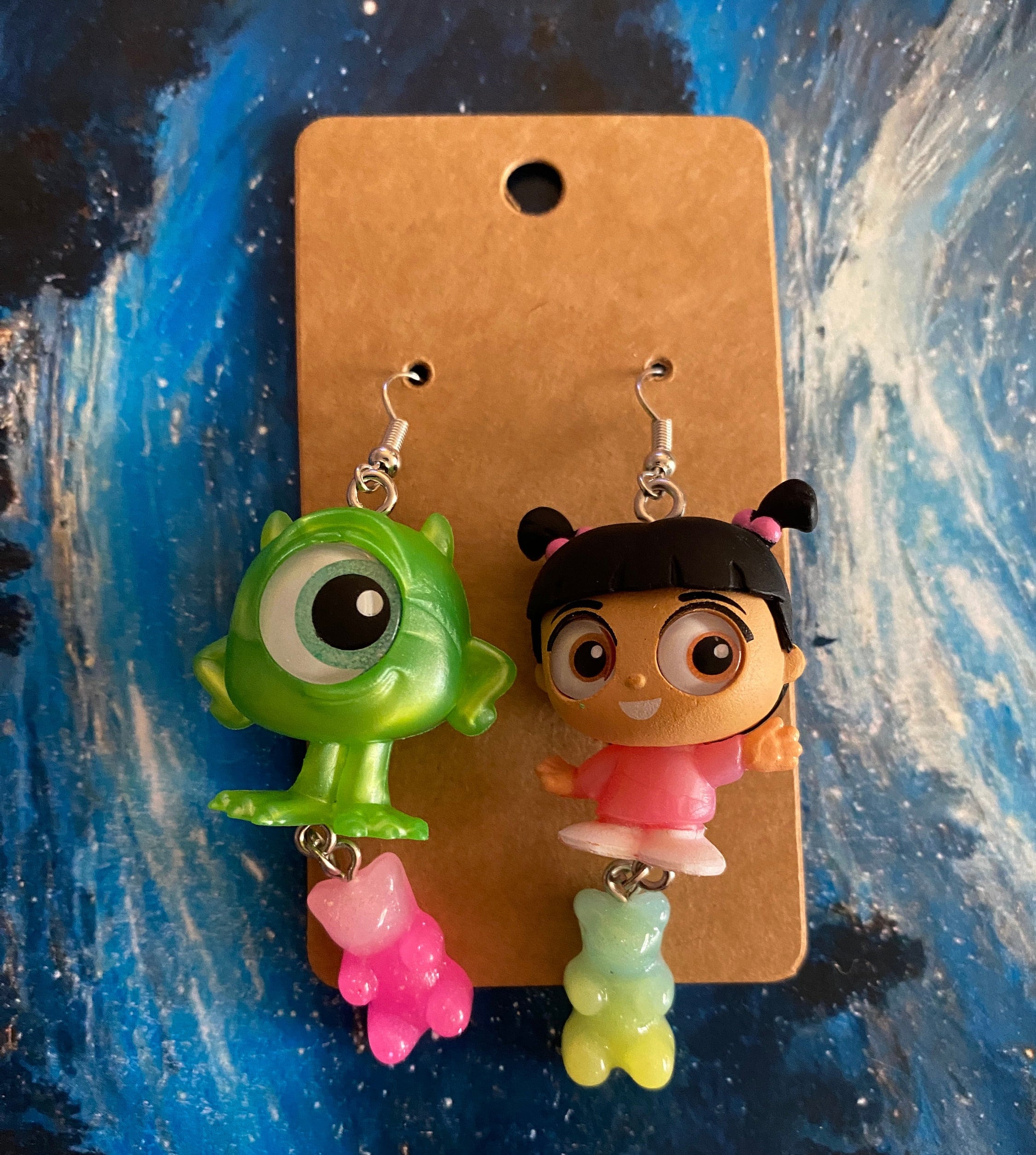Disney Doorables Boo and Mike With Gummie Bear Charms Earrings - Etsy