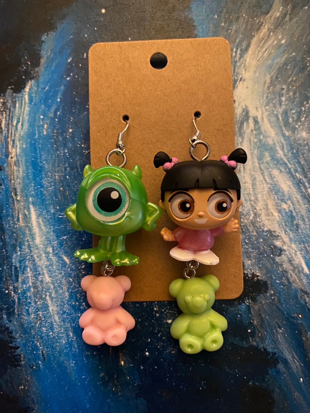 Disney Doorables Boo and Mike With Gummie Bear Charms Earrings - Etsy