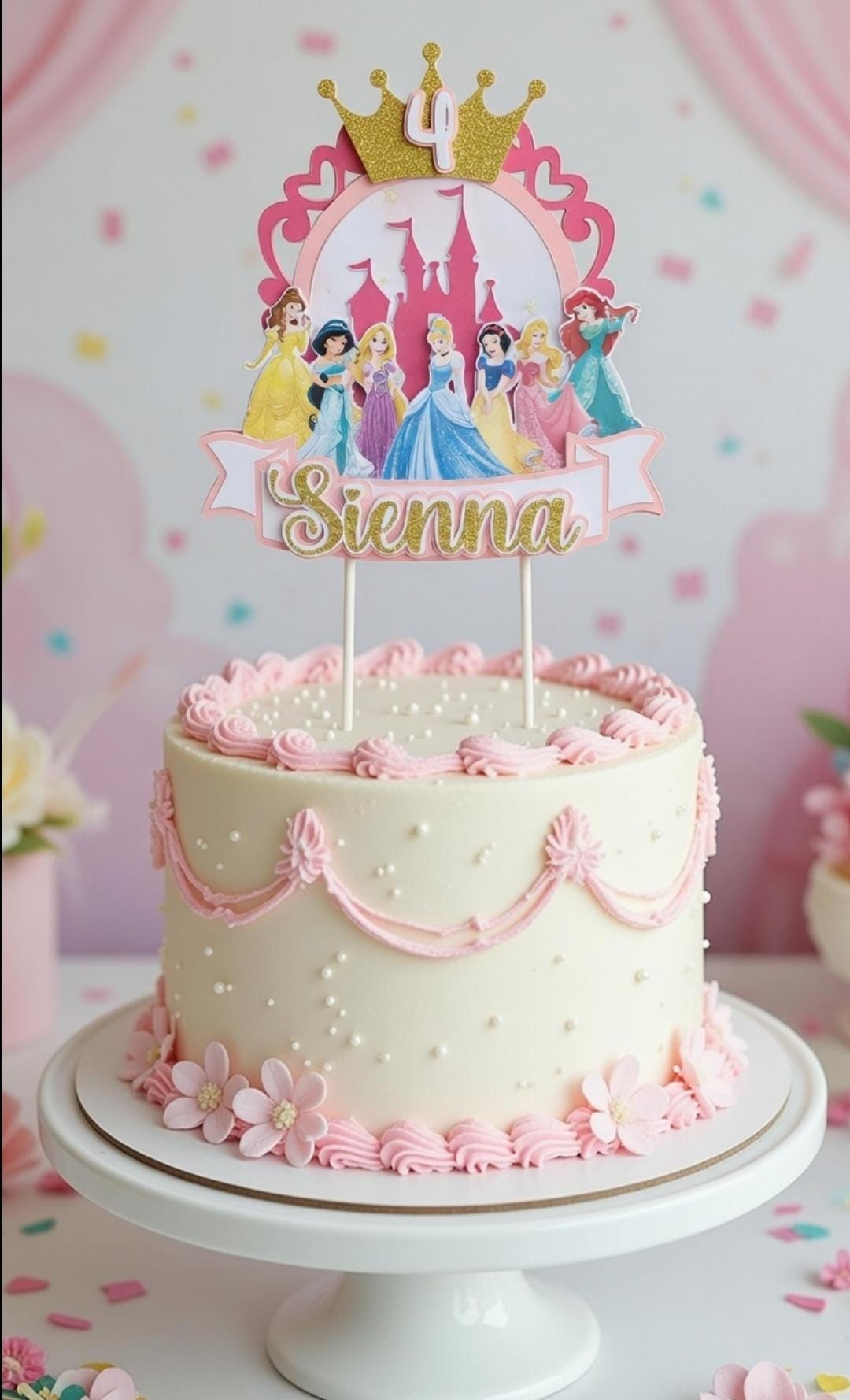 Princess Themed Girls Themed Personalised Birthday Cake Topper - Etsy