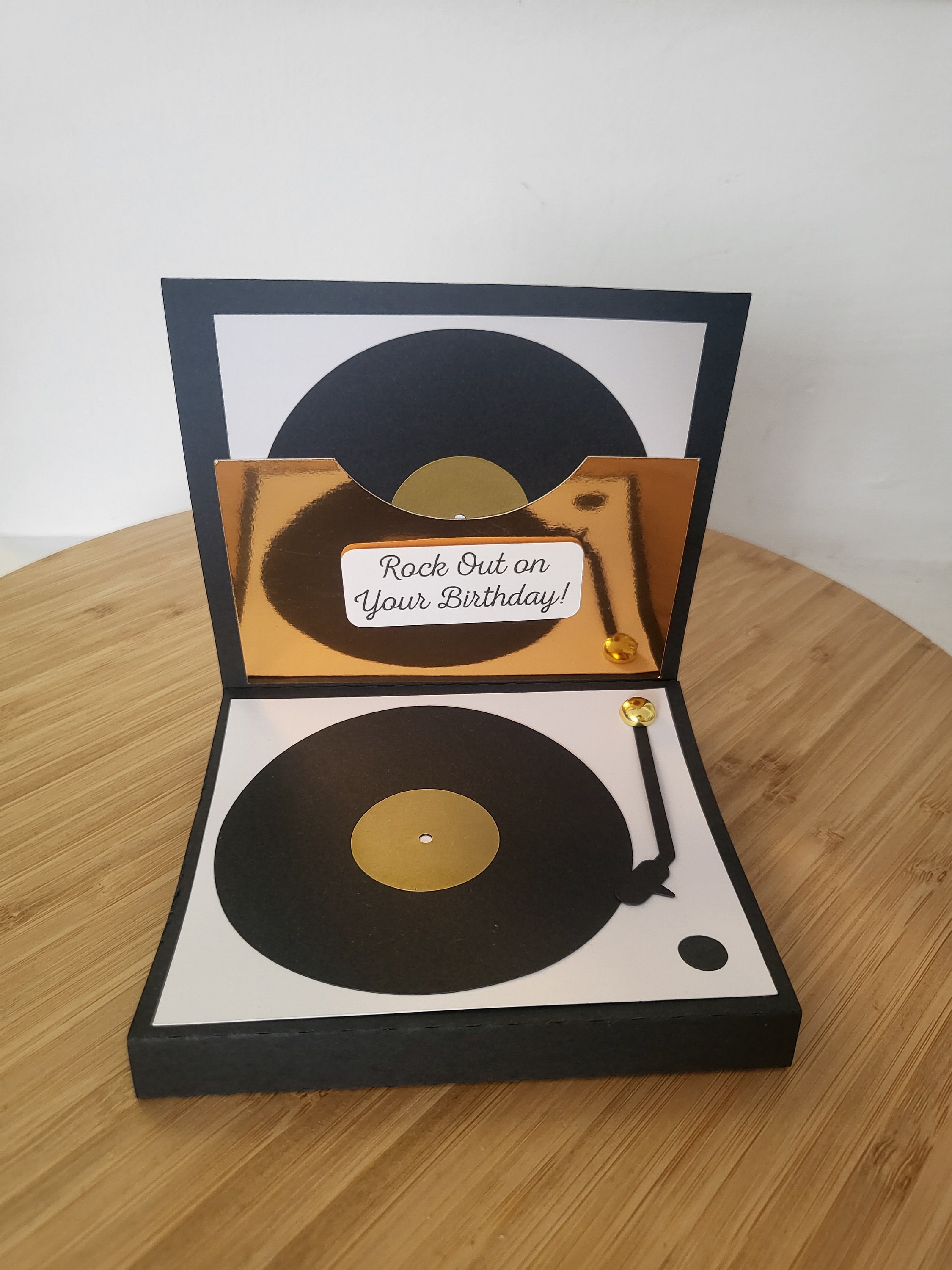 Vinyl Music Records Record Player Themed Birthday Pop up Card Black ...