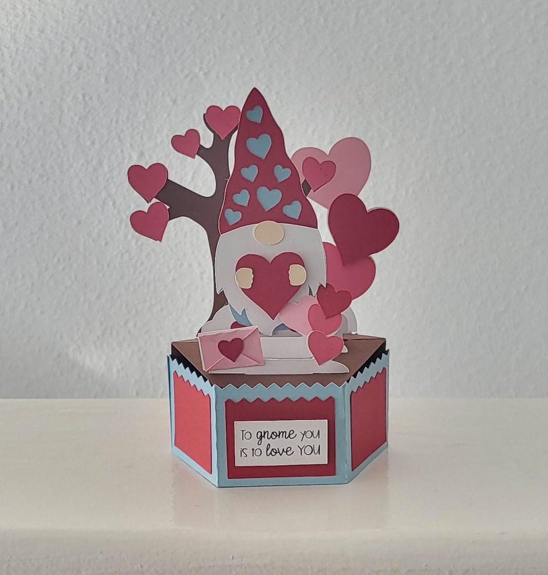 Valentine's Day Gnome Gonk Theme With Hearts Handmade Pop up Card - Etsy