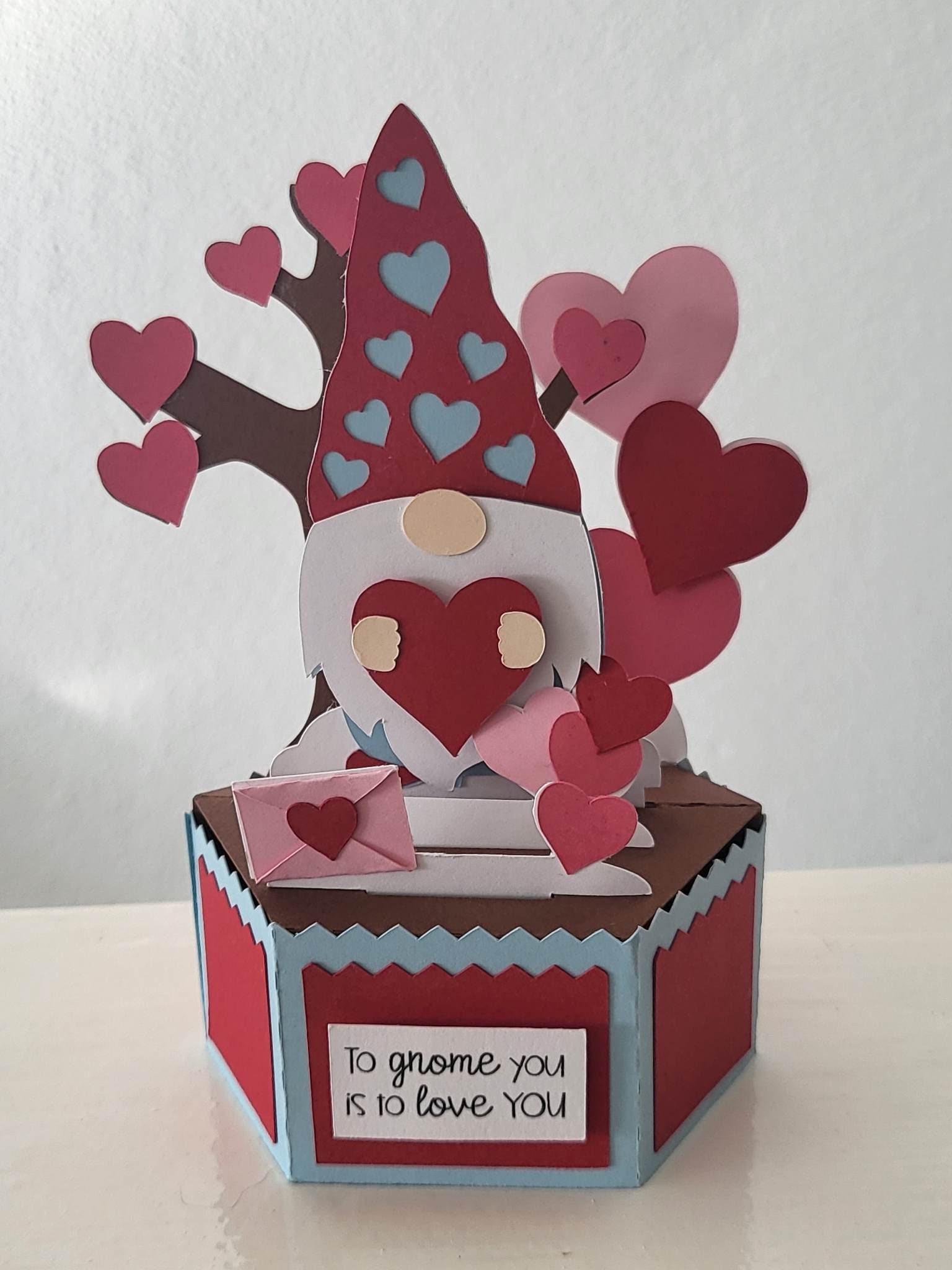 Valentine's Day Gnome Gonk Theme With Hearts Handmade Pop up Card - Etsy