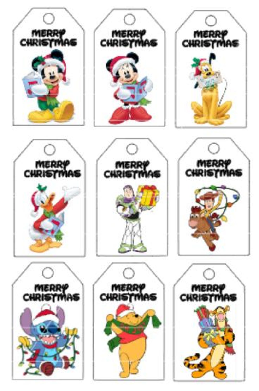 Printable Kids Character Christmas Tags This is a Digital Item - Etsy