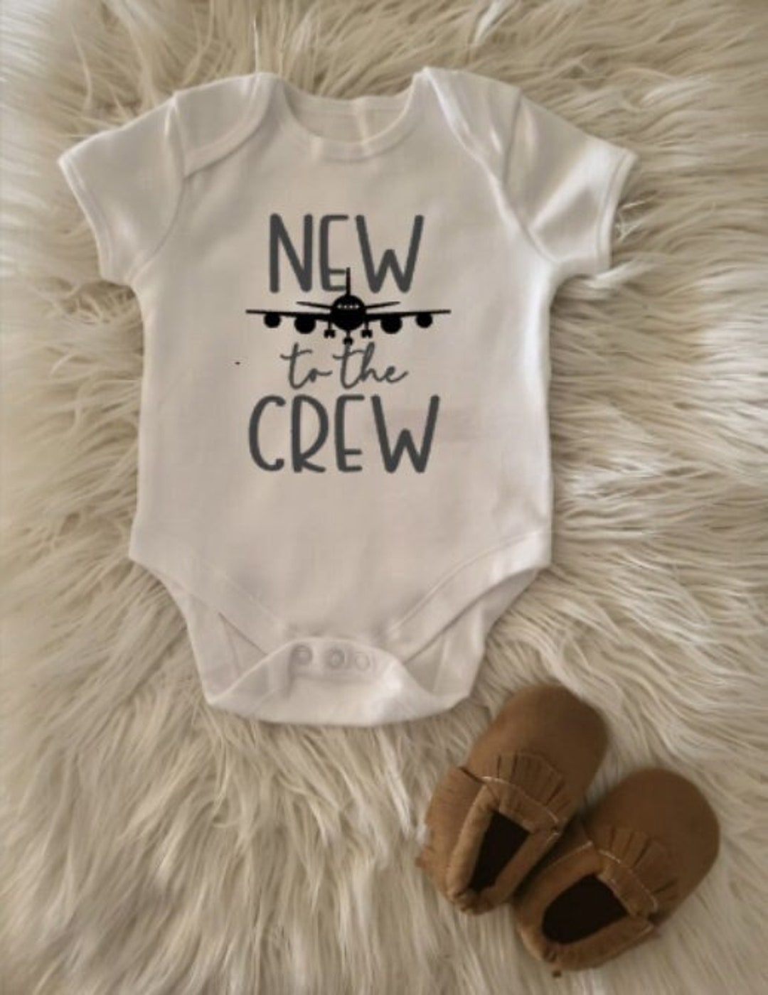 New to the Crew Pilot Airplane Flight Aviation Geek Funny Baby Bodysuit ...