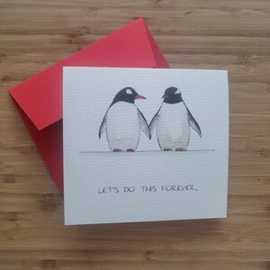 Penguins Valentines Forever Love Card - Etsy
