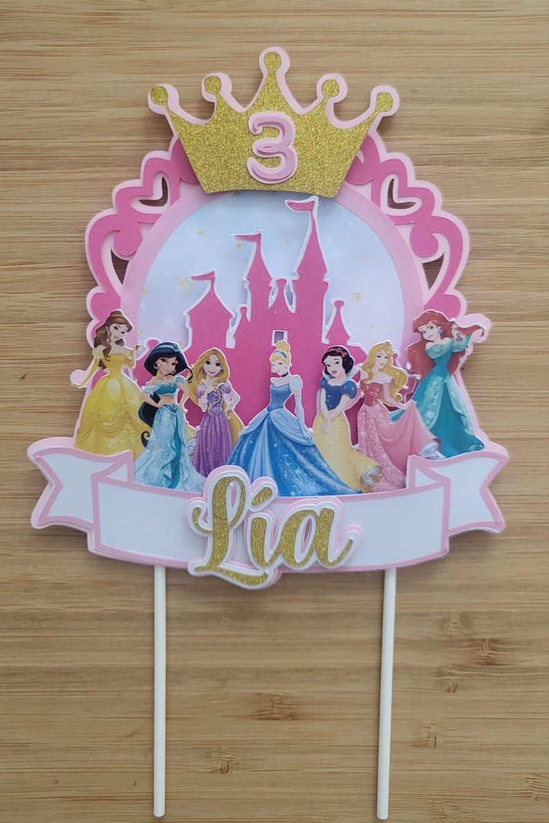 Princess Themed Girls Themed Personalised Birthday Cake Topper - Etsy
