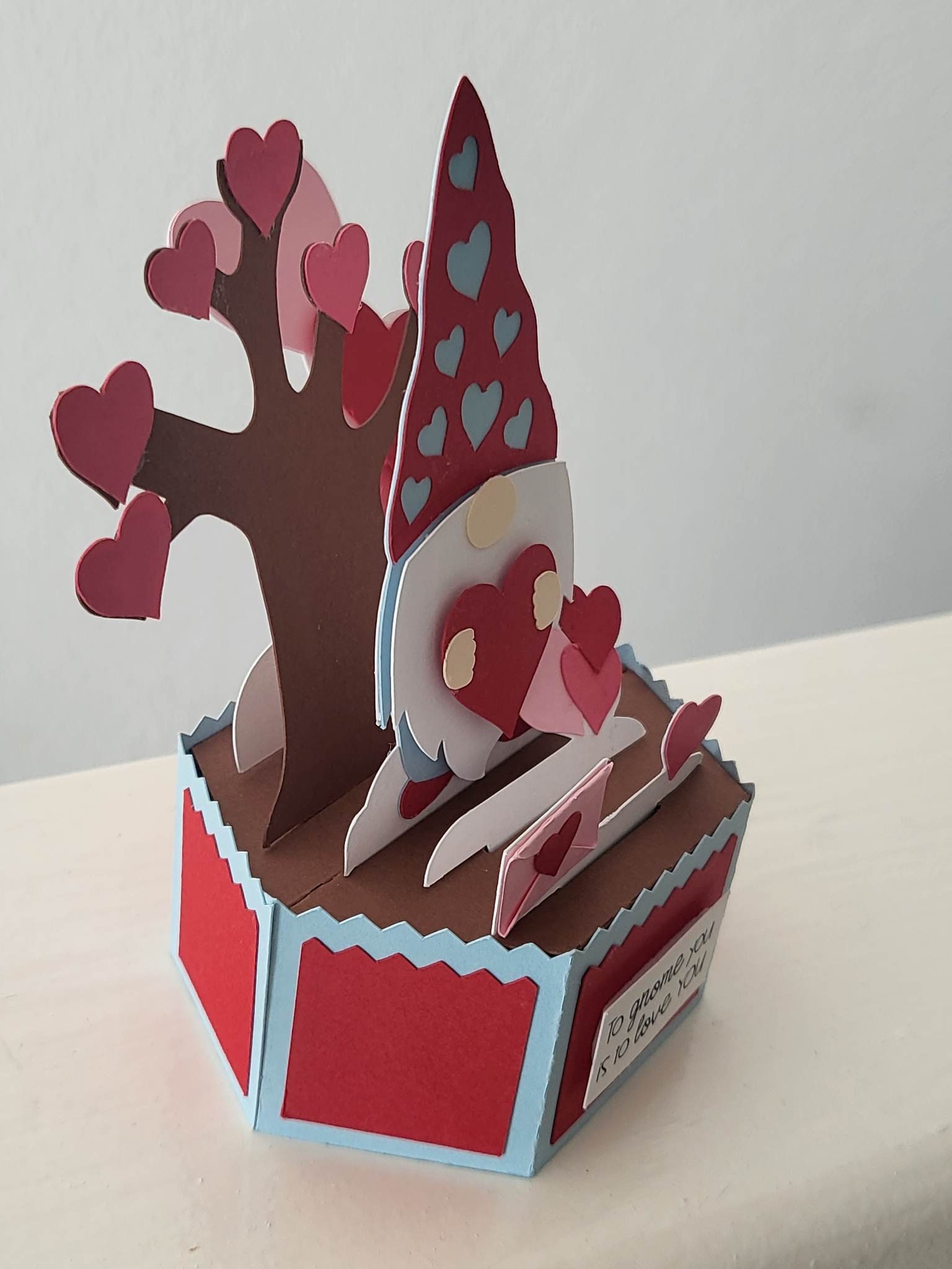 Valentine's Day Gnome Gonk Theme With Hearts Handmade Pop up Card - Etsy