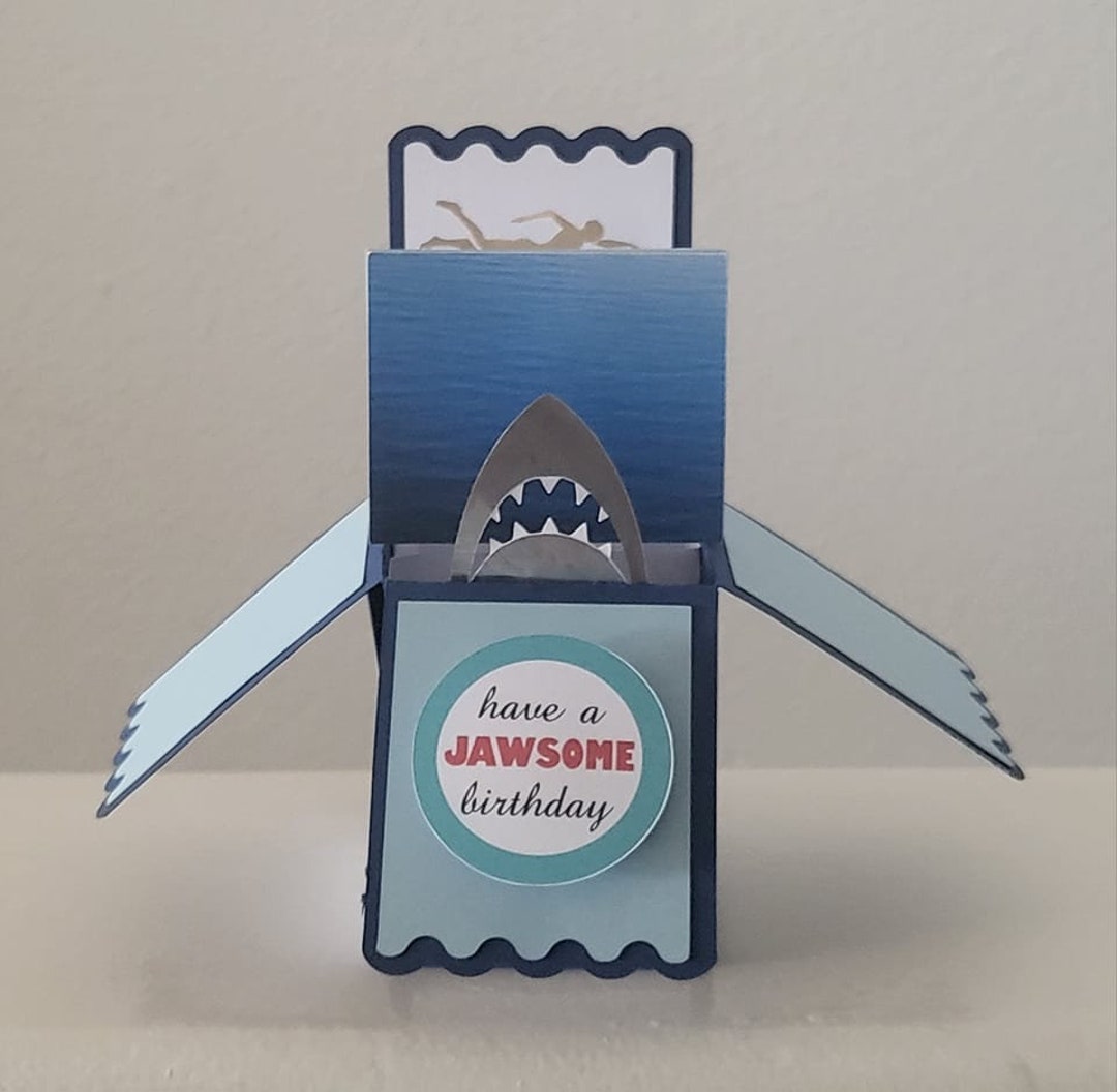 Shark JAWSOME Handmade Pop up Birthday Card - Etsy