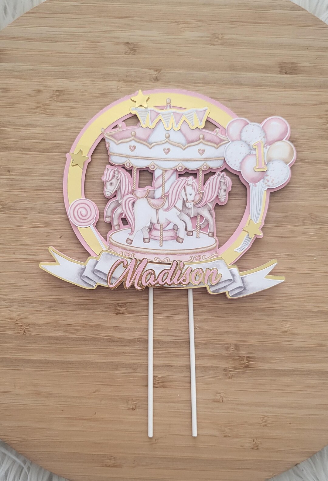 Carousel Kids Baby Themed Personalised Birthday Cake Topper - Etsy