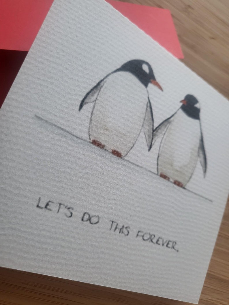 Penguins Valentines Forever Love Card - Etsy